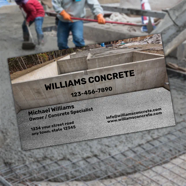 Concrete and Cement Contractor Company Business Card | Zazzle