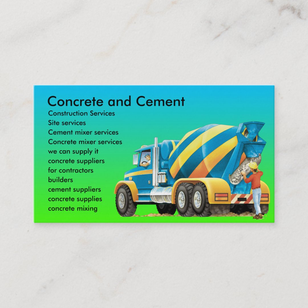 Concrete and Cement Mixer Business Card | Zazzle