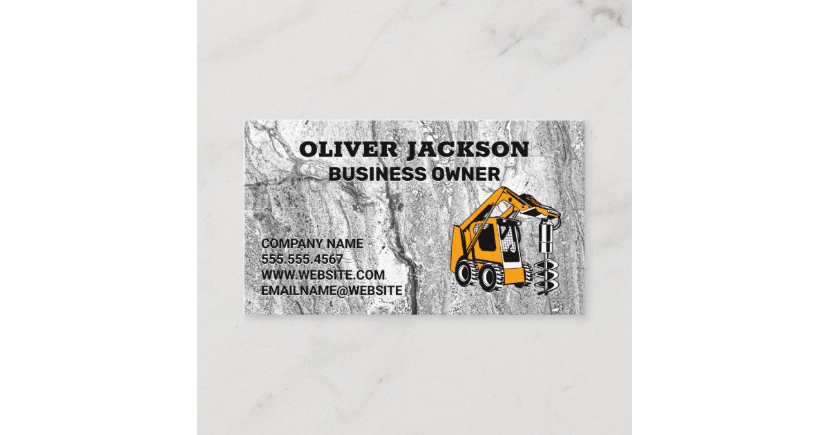 Concrete Background | Drill Construction Vehicle Business Card | Zazzle