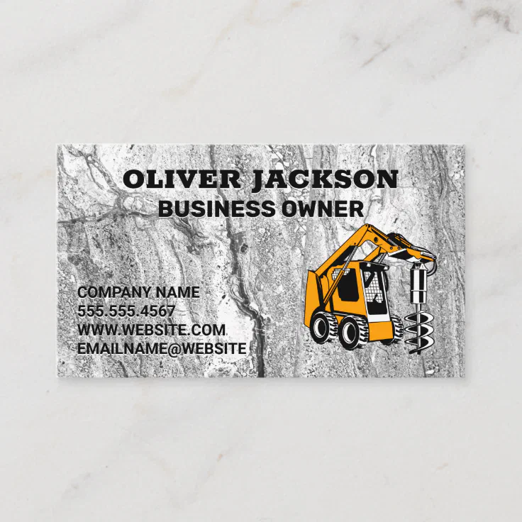 Concrete Background | Drill Construction Vehicle Business Card | Zazzle