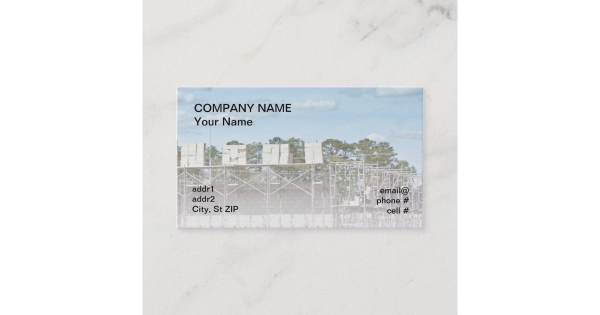 concrete blocks on scaffolding business card | Zazzle