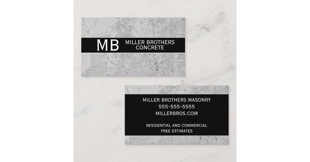 Concrete Construction Masonry Template Business Card | Zazzle