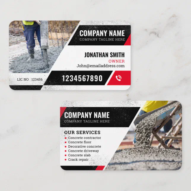 Concrete laying, Construction, Concrete Business Card | Zazzle