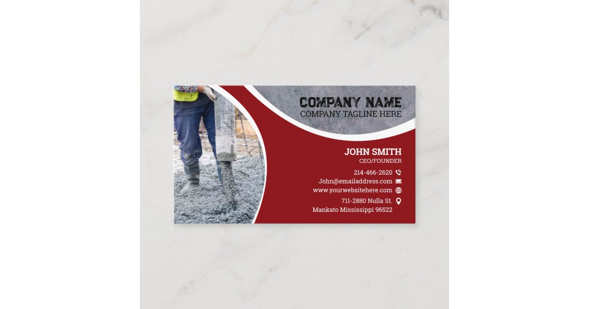 Concrete laying, Construction, remodeling Business Card | Zazzle