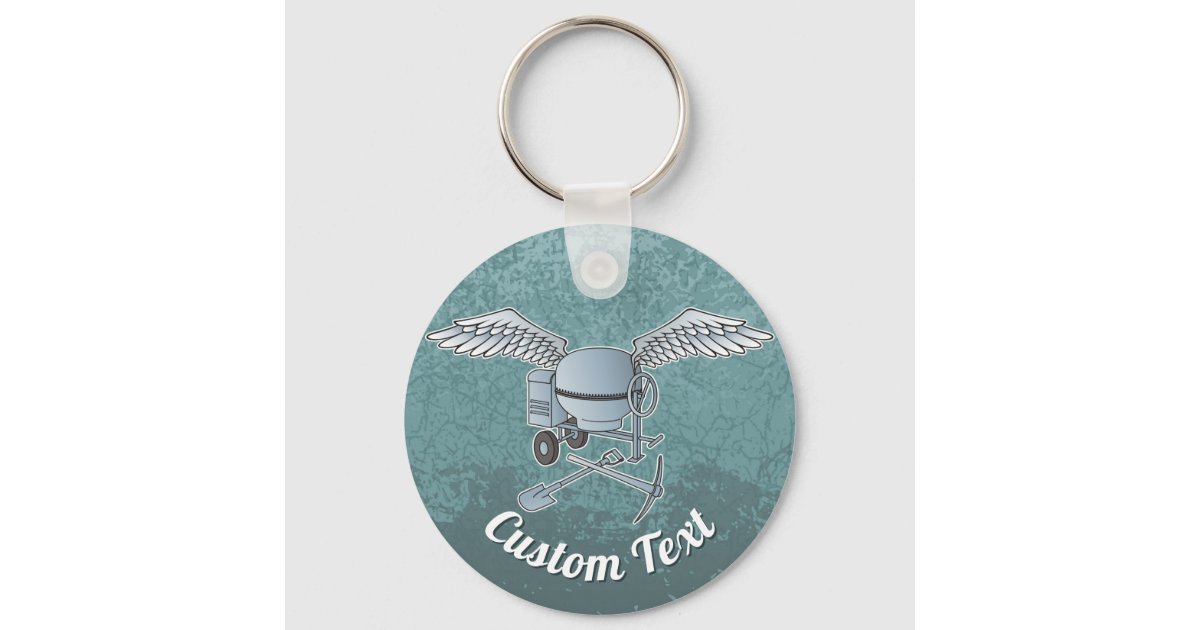 Concrete mixer blue-gray keychain | Zazzle