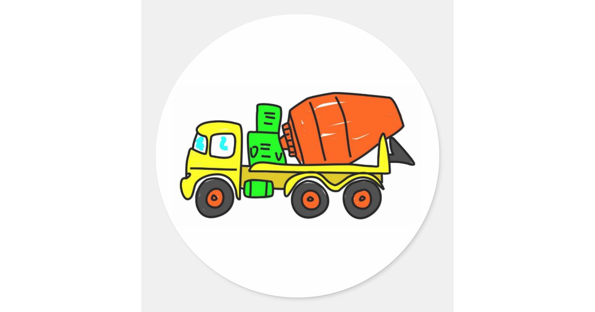 Concrete Mixer Classic Round Sticker | Zazzle