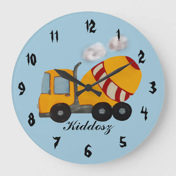 Concrete mixer large clock | Zazzle
