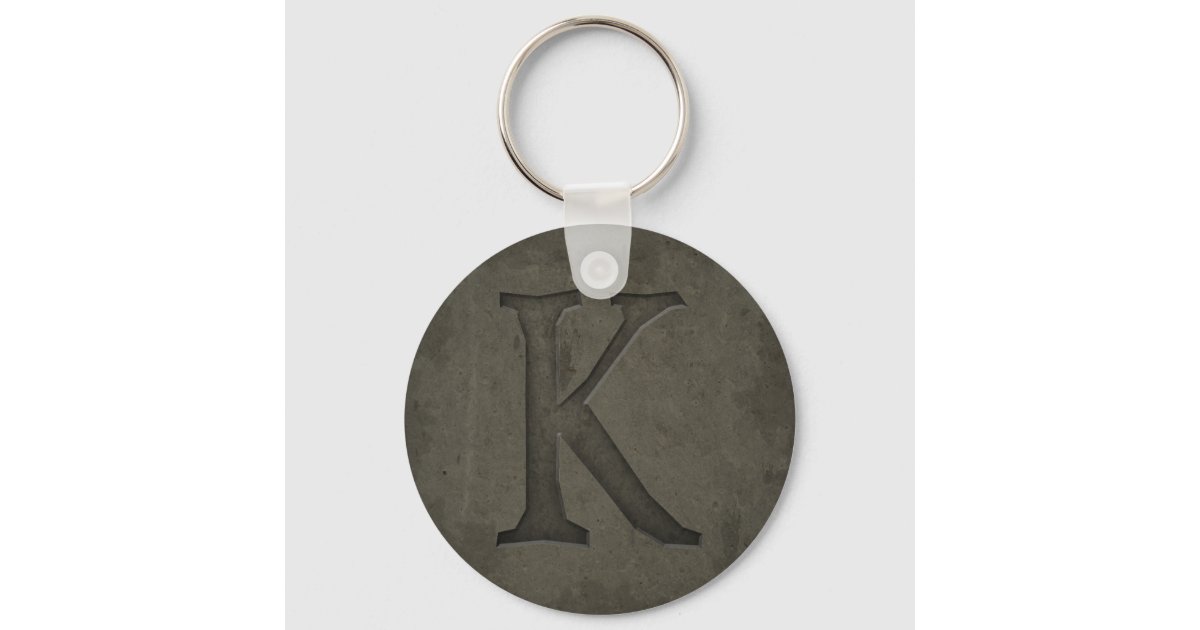 Concrete Monogram Letter K Keychain | Zazzle