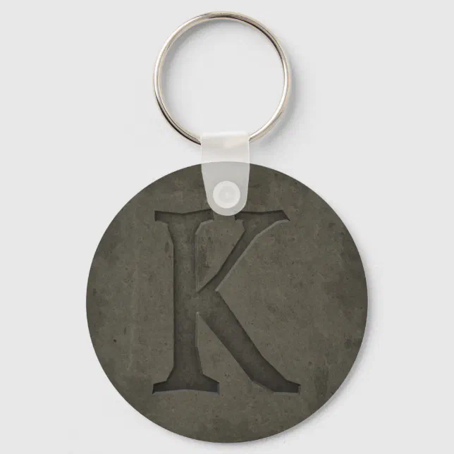 Concrete Monogram Letter K Keychain | Zazzle
