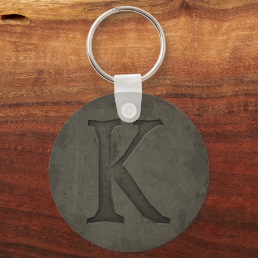 Concrete Monogram Letter K Keychain | Zazzle