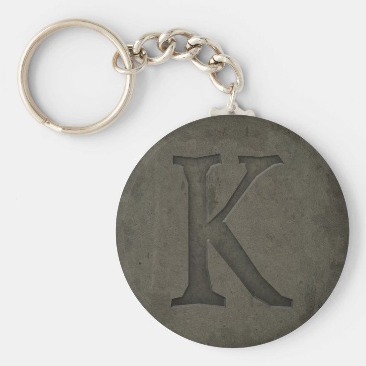 Concrete Monogram Letter K Keychain | Zazzle