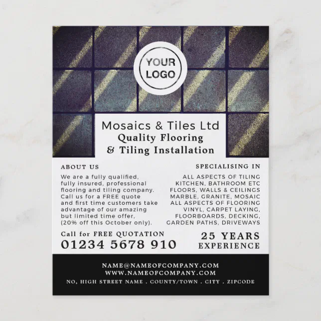 Concrete Tiles, Floorer, Tile Installer Advert Flyer | Zazzle