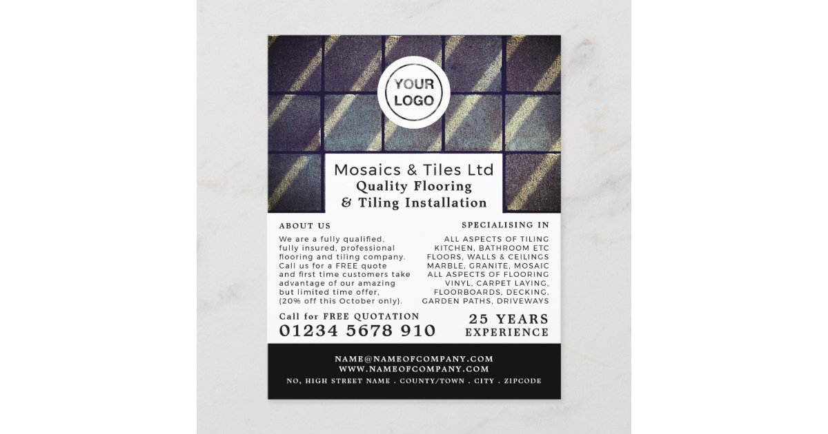 Concrete Tiles, Floorer, Tile Installer Advert Flyer | Zazzle