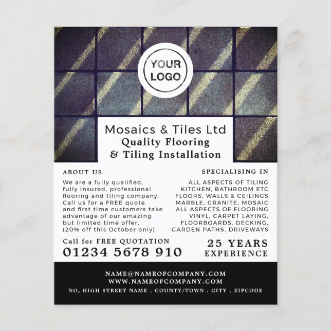 Concrete Tiles, Floorer, Tile Installer Advert Flyer | Zazzle