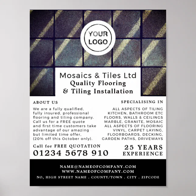 Concrete Tiles, Floorer, Tile Installer Advert Poster | Zazzle