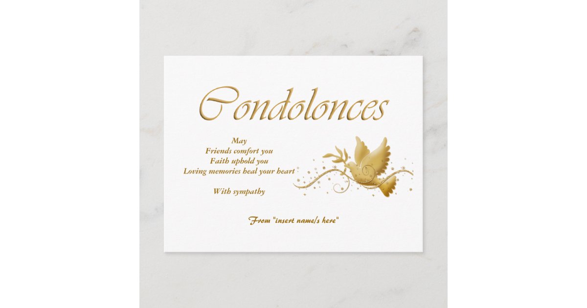 Condolence funeral bereavement postcard | Zazzle