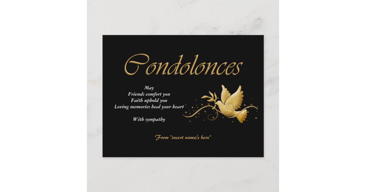 Condolence funeral bereavement postcard | Zazzle
