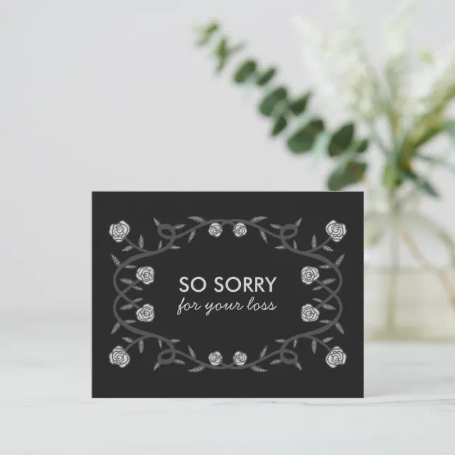 CONDOLENCES Sorry for your Loss Rose Frame Gothic Postcard | Zazzle