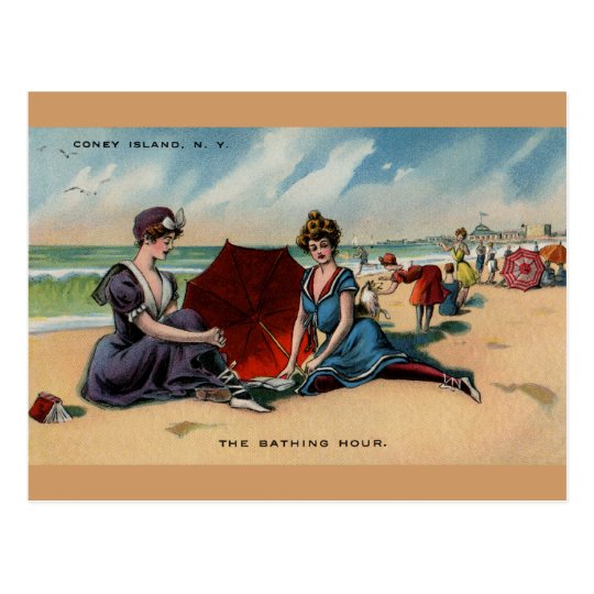 Coney Island NY 1909 Beach Scene Postcard | Zazzle.com