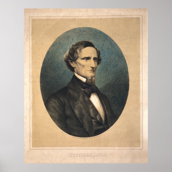 Confederate President Jefferson Davis Portrait Poster | Zazzle.com