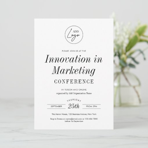 Conference Event Minimalist Logo Workshop Business Invitation | Zazzle