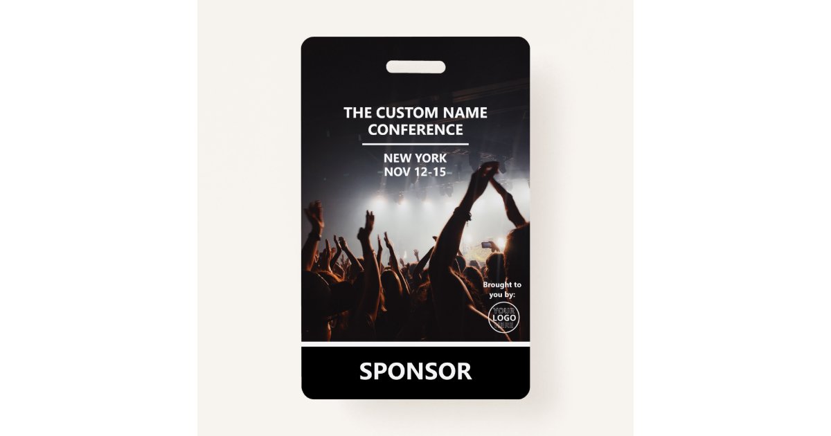 Conference Sponsor Access Pass QR Code Custom Logo Badge | Zazzle