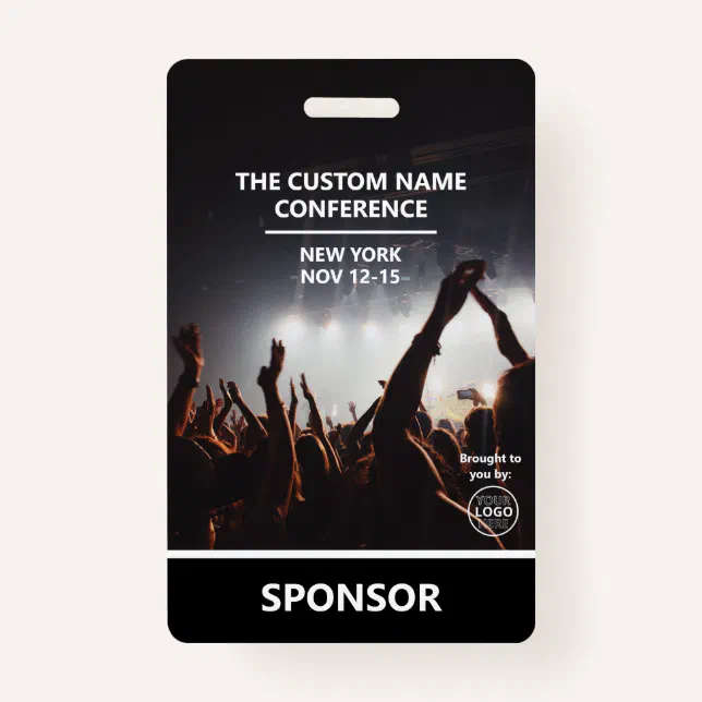 Conference Sponsor Access Pass QR Code Custom Logo Badge | Zazzle