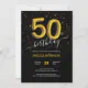 Confetti 50th Birthday Black Gold Balloon Modern Invitation | Zazzle