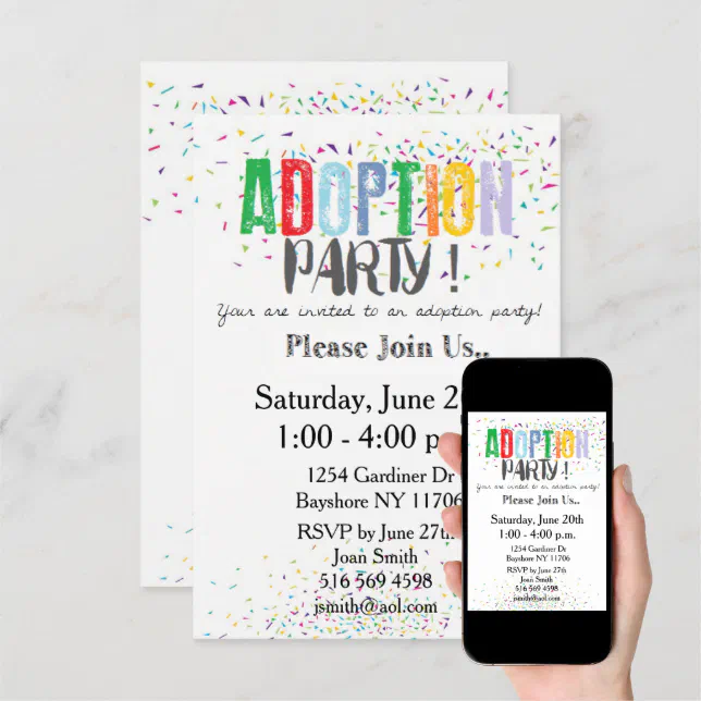 Confetti Adoption Party Invites by ozias | Zazzle
