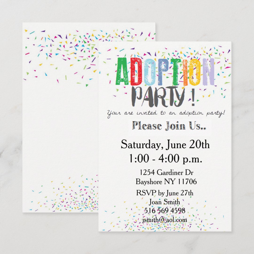 Confetti Adoption Party Invites by ozias | Zazzle