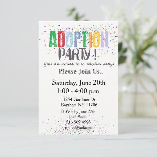 Confetti Adoption Party Invites by ozias | Zazzle