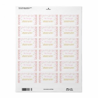 Confetti Baby Shower Address Labels Pink And Gold | Zazzle