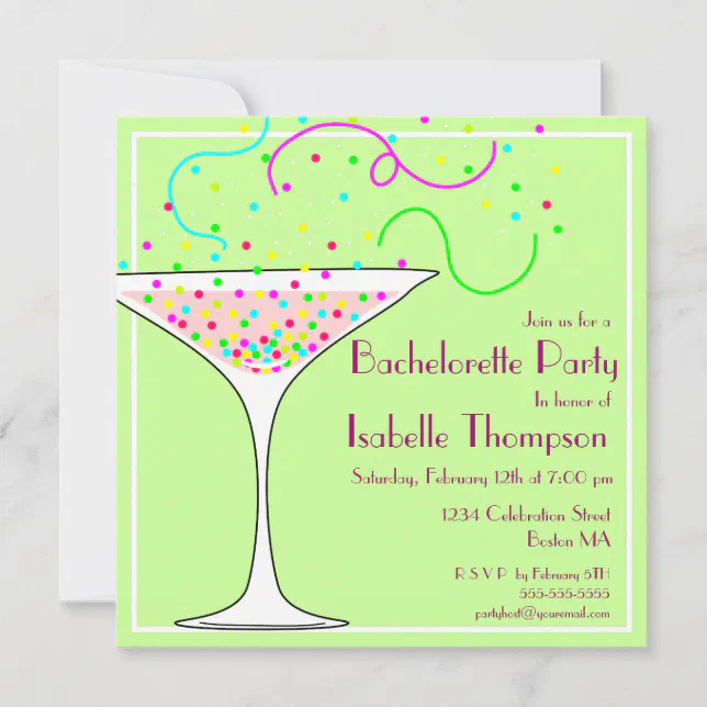 Confetti Bachelorette Party Invitation | Zazzle
