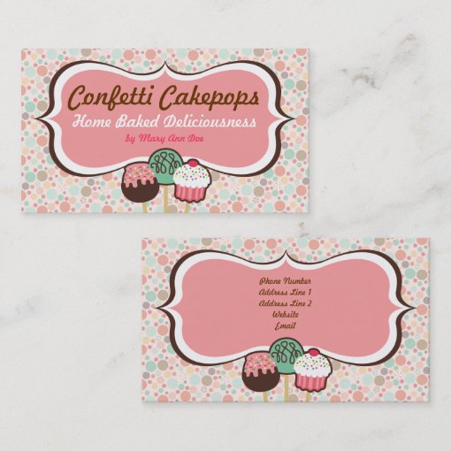 Confetti Cake Pops Business Cards | Zazzle