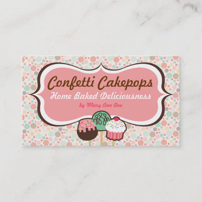 Confetti Cake Pops Business Cards | Zazzle