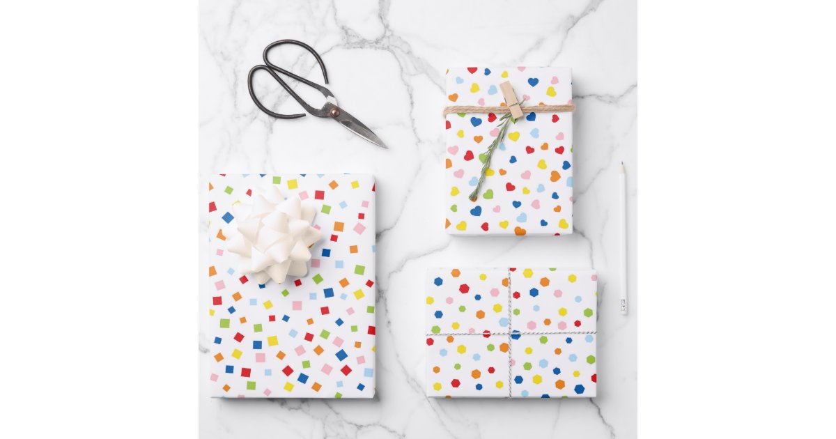 Confetti Celebration Wrapping Paper Sheets | Zazzle