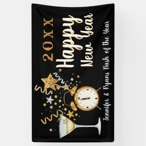 Confetti Champane New Years Eve Banner | Zazzle
