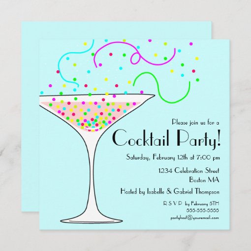 Confetti Cocktail Party Invitation | Zazzle