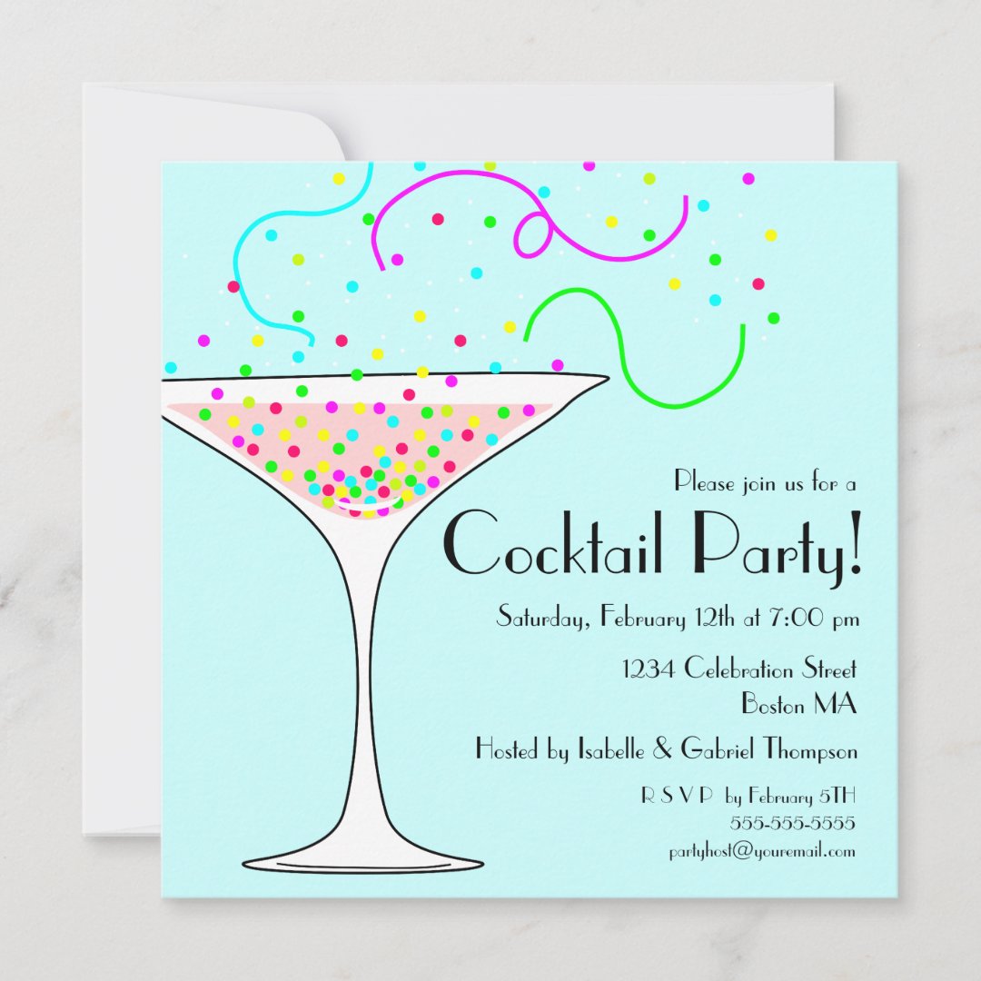Confetti Cocktail Party Invitation | Zazzle