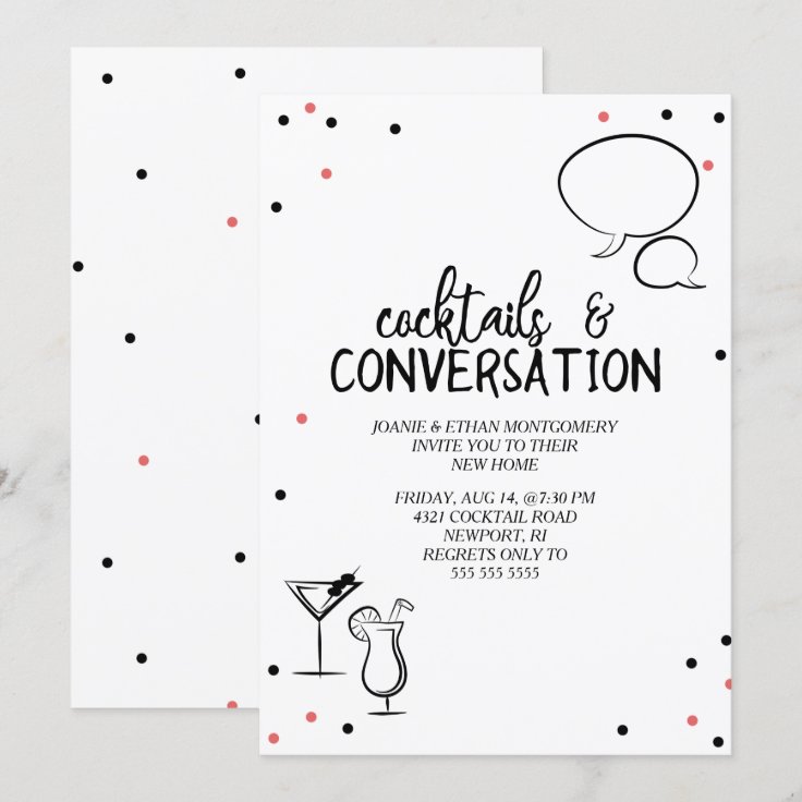 Confetti Cocktails & Conversation House Party Invitation | Zazzle