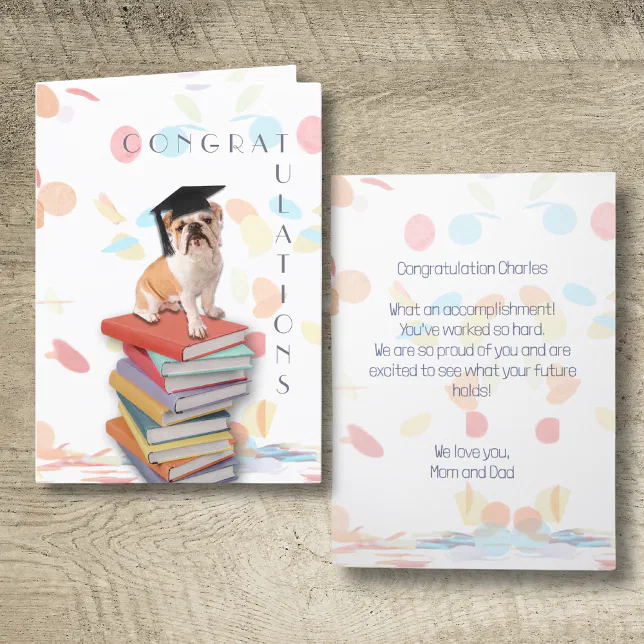 Confetti Congratulation Graduate Dog Card | Zazzle