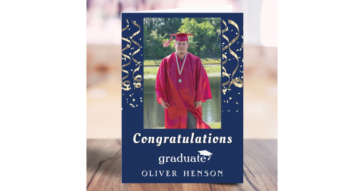 Confetti Congratulations Graduation Photo Card | Zazzle