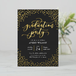 Confetti Elegant Script Graduation Party Foil Invi Foil Invitation | Zazzle