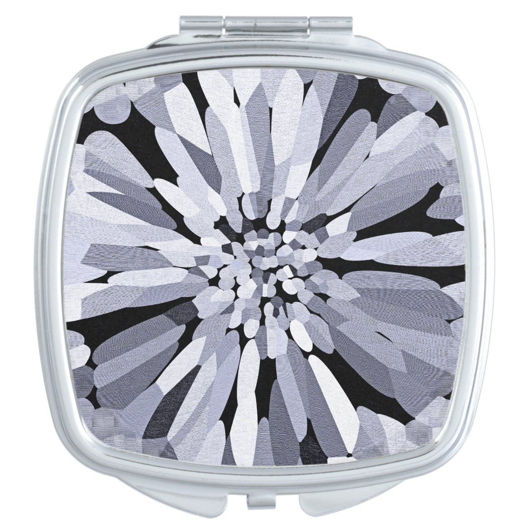 Confetti Flower in Black & White Vanity Mirror | Zazzle