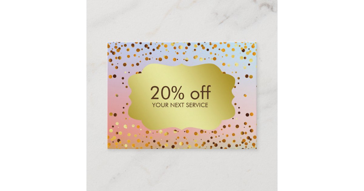 Confetti Gold Coupon Card Voucher Discount Gift | Zazzle