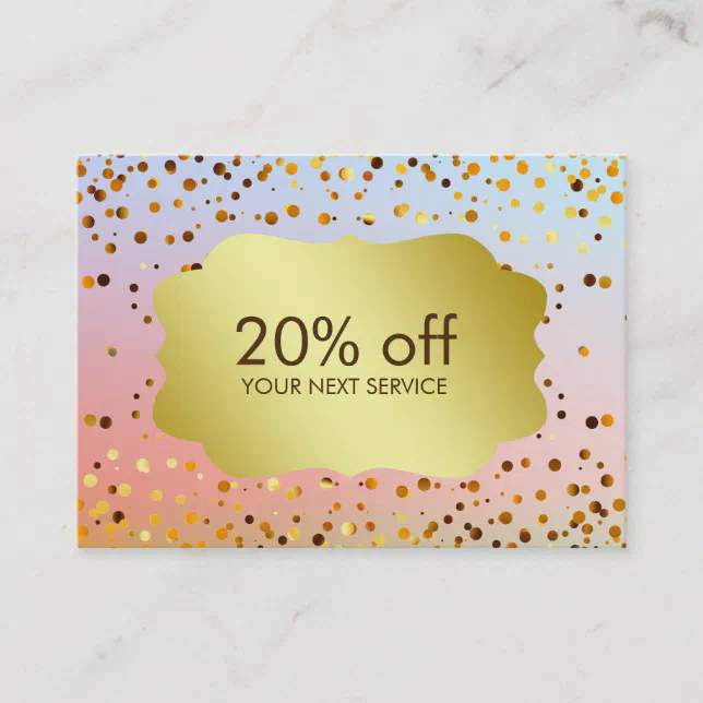 Confetti Gold Coupon Card Voucher Discount Gift | Zazzle