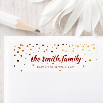 Confetti Gold Glitter polka dot Label | Zazzle