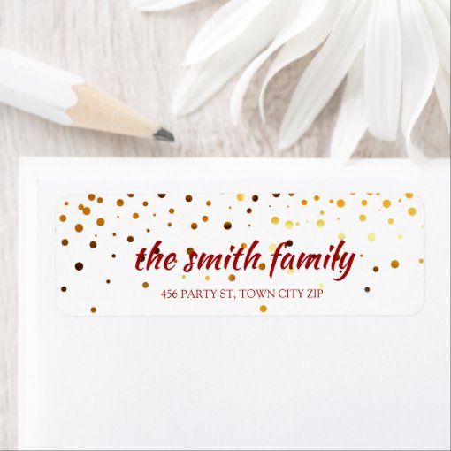 Confetti Gold Glitter polka dot Label | Zazzle