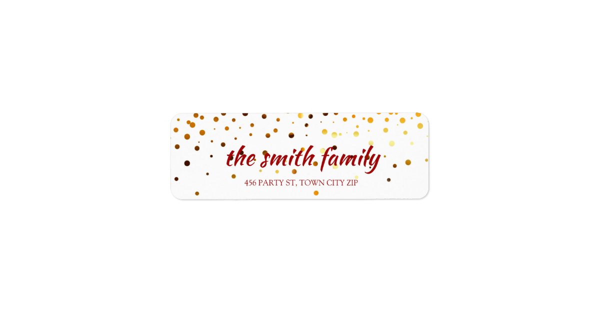 Confetti Gold Glitter polka dot Label | Zazzle