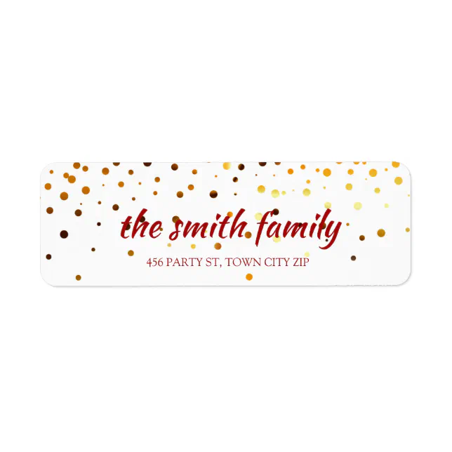 Confetti Gold Glitter polka dot Label | Zazzle